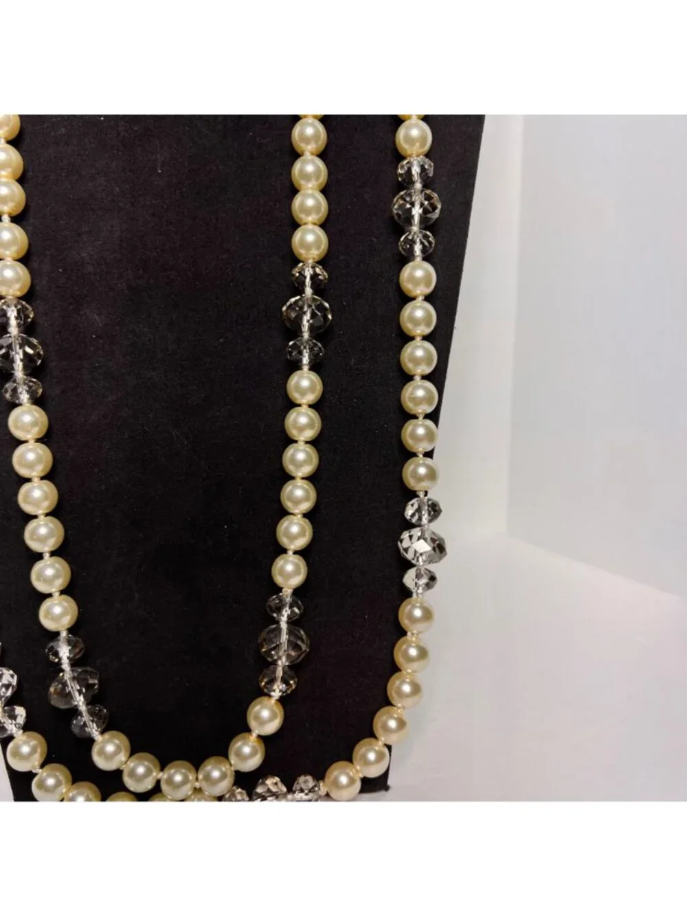 Unbranded | Jewelry | Single Strand Faux Pearl And Clear Faceted ...